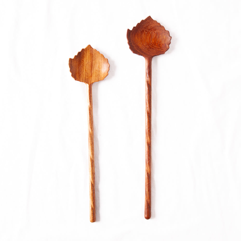 Carved Aspen Leaf Wooden Spoon - Vesper and Vine