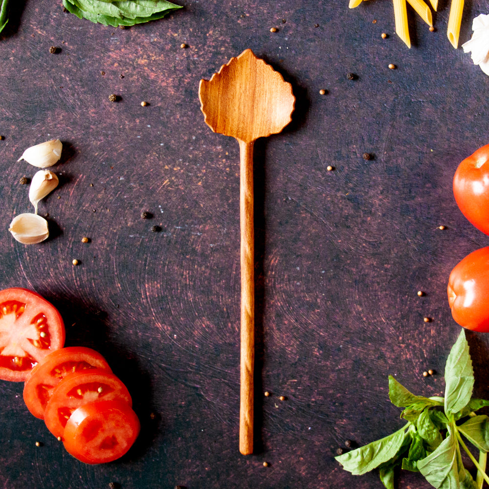 Carved Aspen Leaf Wooden Spoon - Vesper and Vine