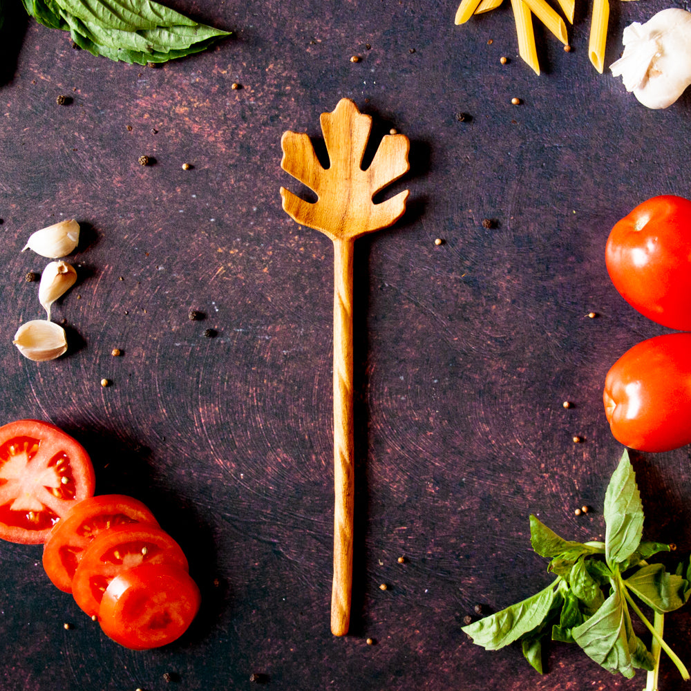 Carved Oak Leaf Wooden Spoon - Vesper and Vine